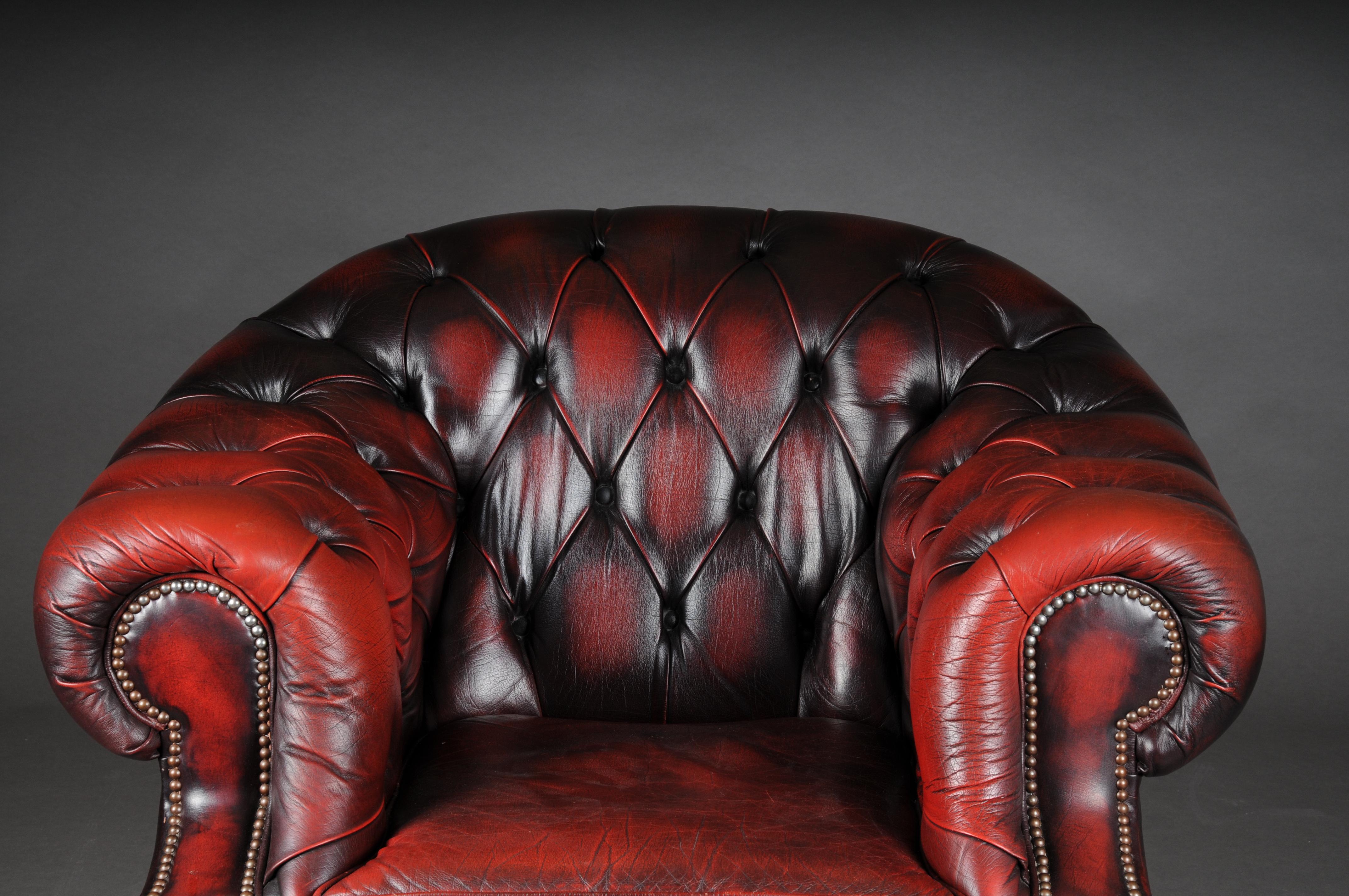 Exclusive 1 seater Chesterfield couch/sofa Bordeaux red, England For ...