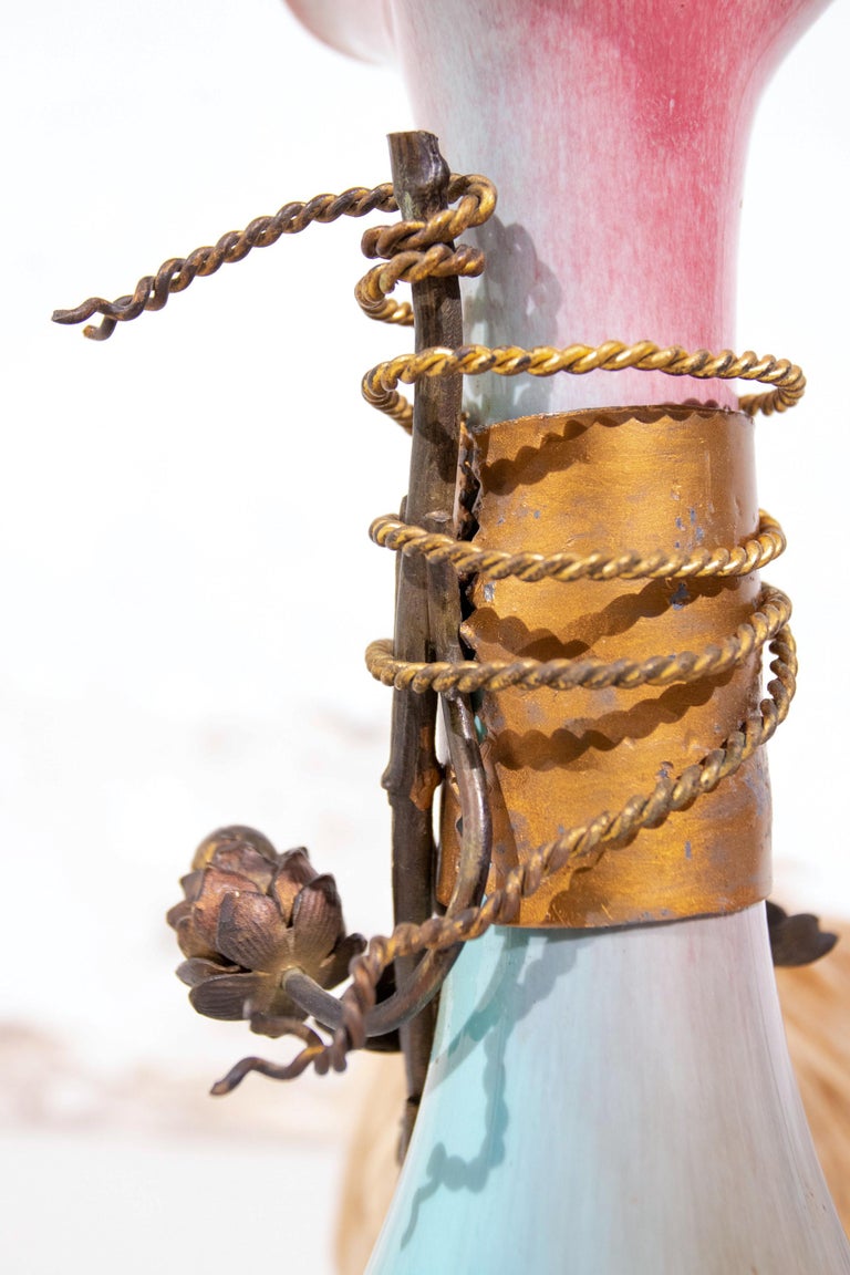 Exclusive Art Nouveau Table lamp with Bronze Fly and Hop Leaves For ...