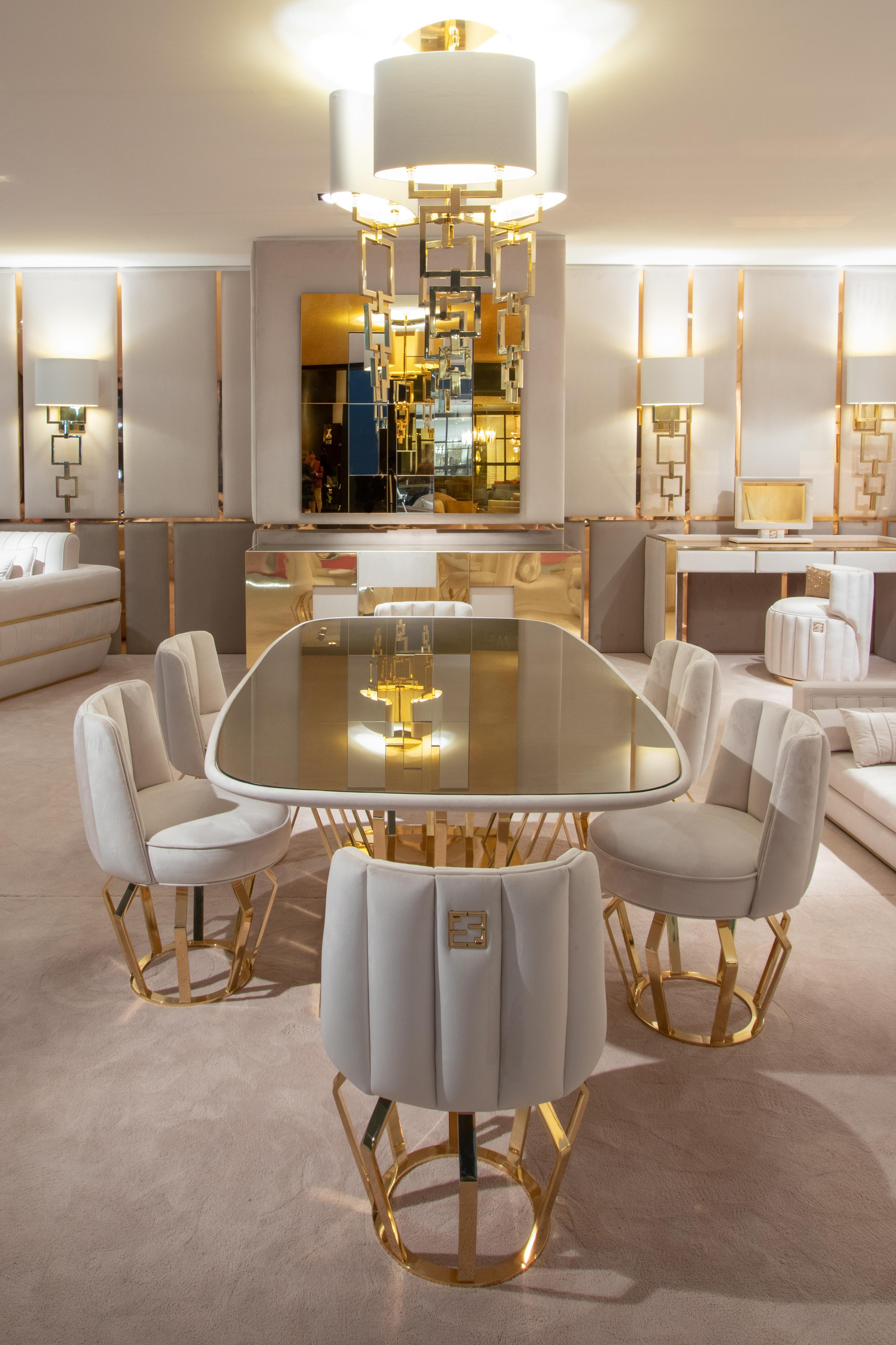 Exclusive Contemporary Gold-Plated Signature Dining Table Set For Sale ...