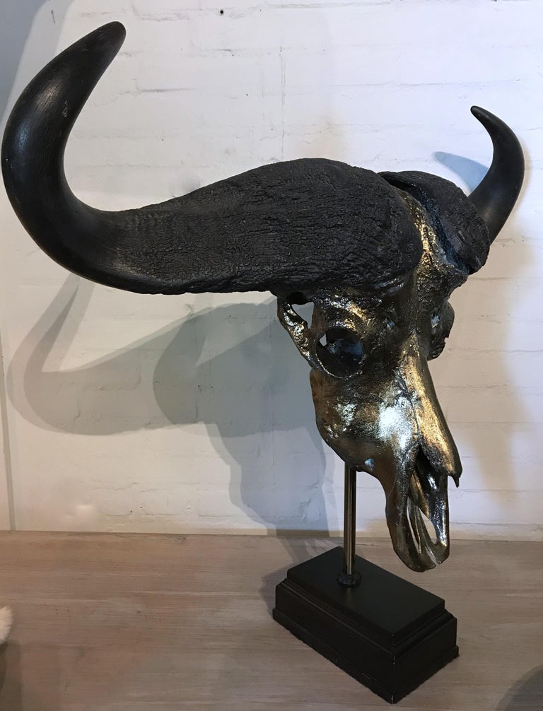 Exclusive Metalized Skull of a Real Cape Buffalo at 1stDibs