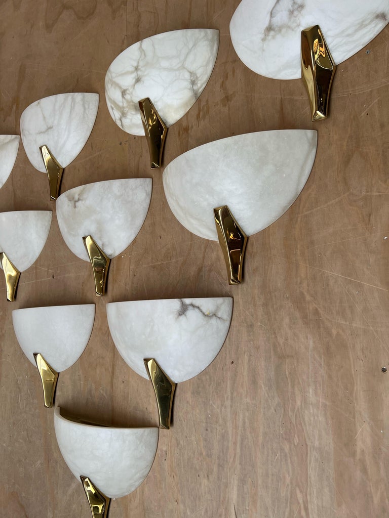 Exclusive Set of 10 Mid-Century Era, Art Deco Style Mint Alabaster Wall ...
