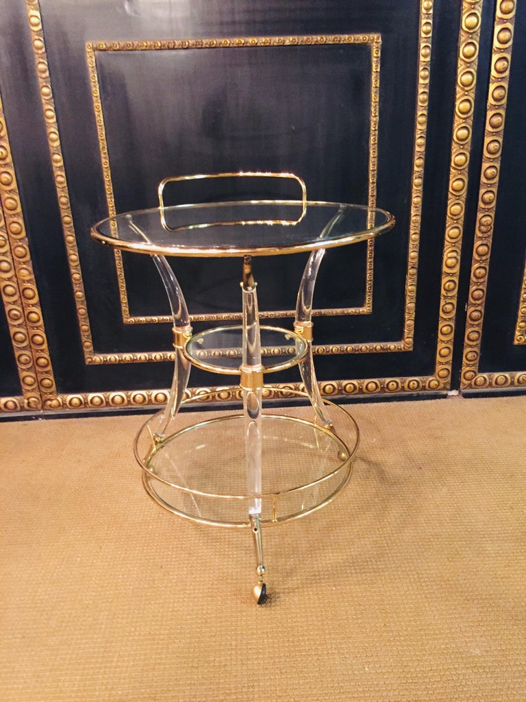 Exclusive Tea Table Acrylic Curved Legs with Brass For Sale at 1stDibs