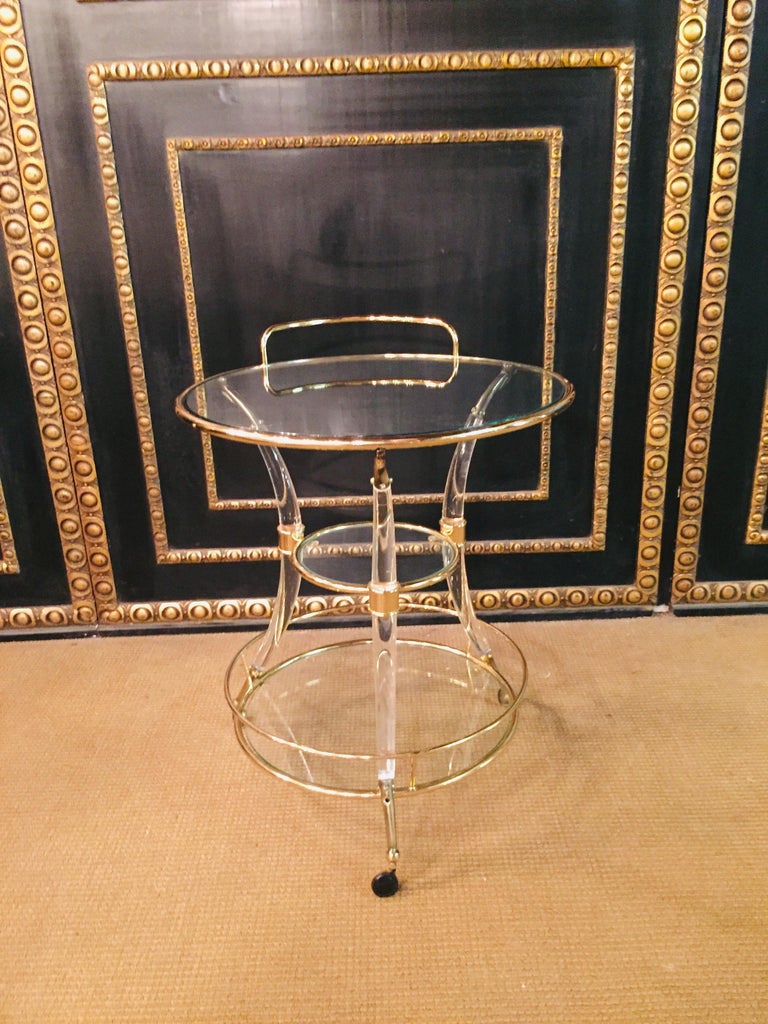 Exclusive Tea Table Acrylic Curved Legs with Brass For Sale at 1stDibs