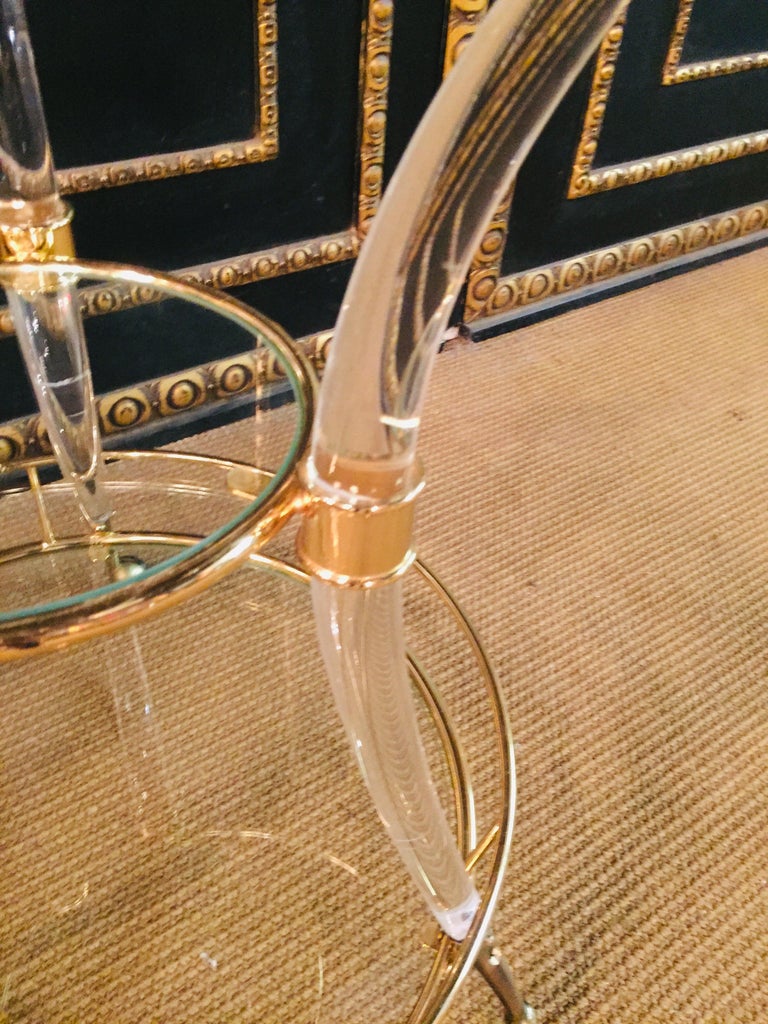 Exclusive Tea Table Acrylic Curved Legs with Brass For Sale at 1stDibs