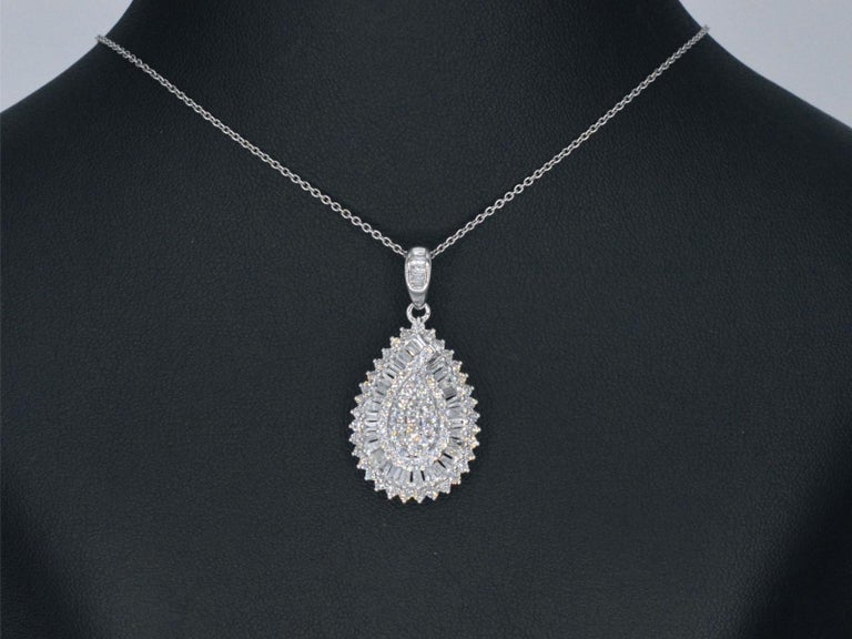 Exclusive White Gold Drop-Shaped Pendant with Diamonds For Sale at 1stDibs