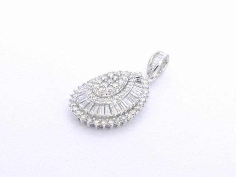 Exclusive White Gold Drop-Shaped Pendant with Diamonds For Sale at 1stDibs