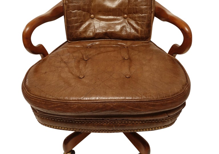 Executive Desk Chair with Alligator Embossed Leather at 1stDibs