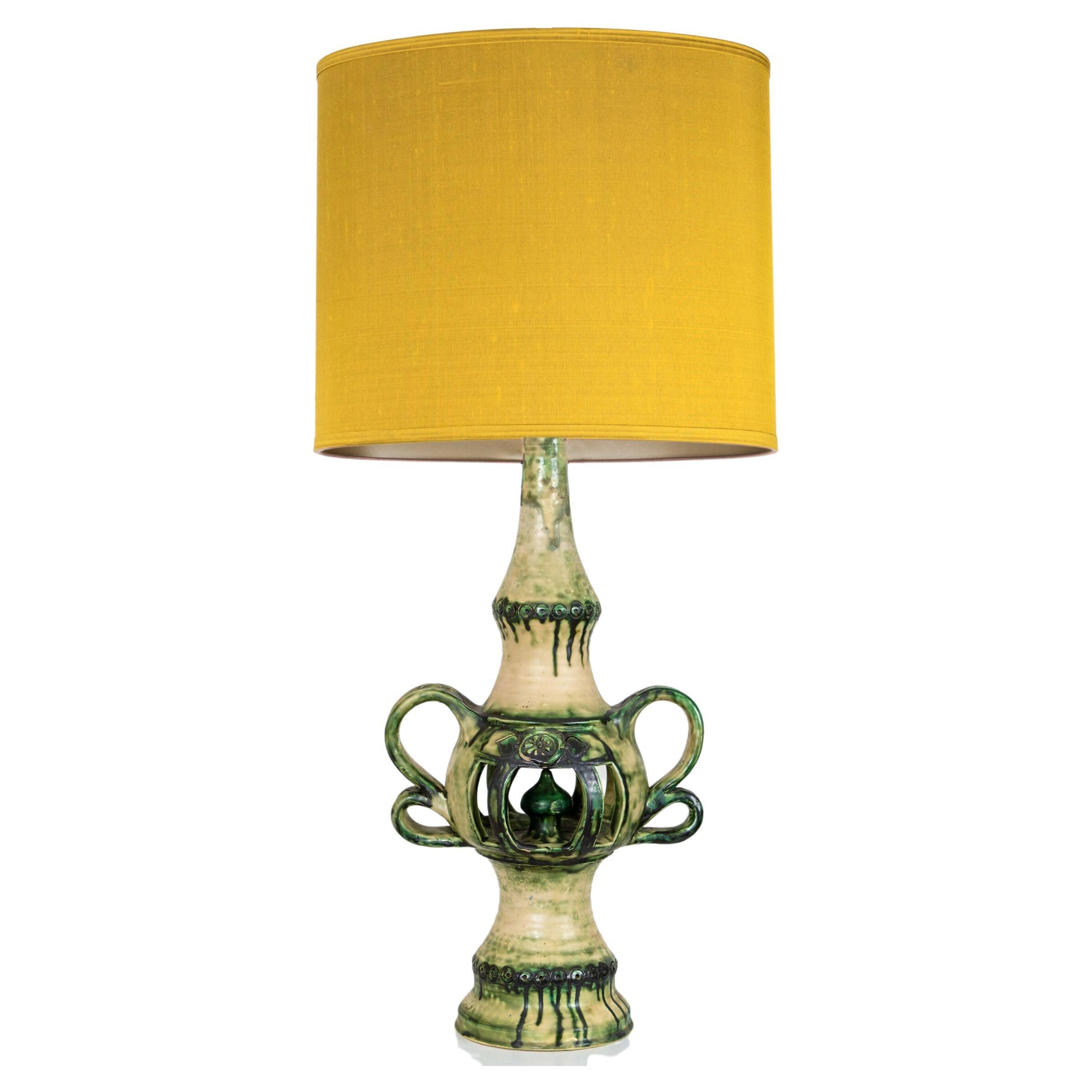 Exeptional XL Fat Lava Green and Ivory Ceramic Lamp, West-Germany For ...