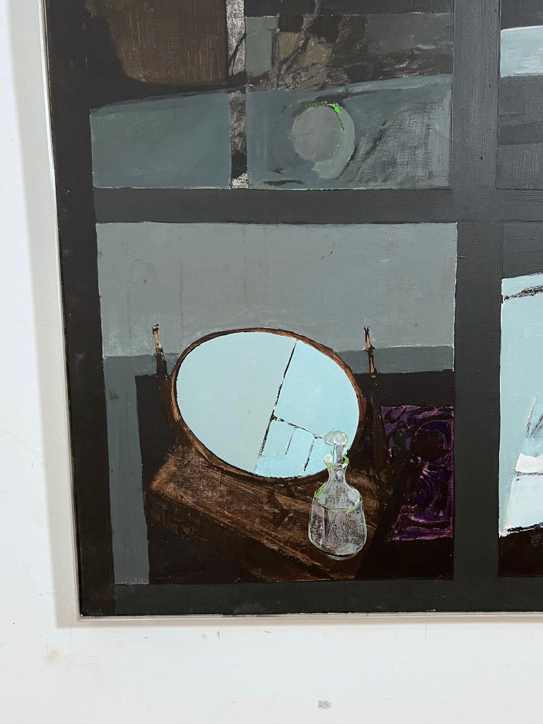 Exhibited Abstract Oil by English Artist John Wright Dated 1965, Wales ...