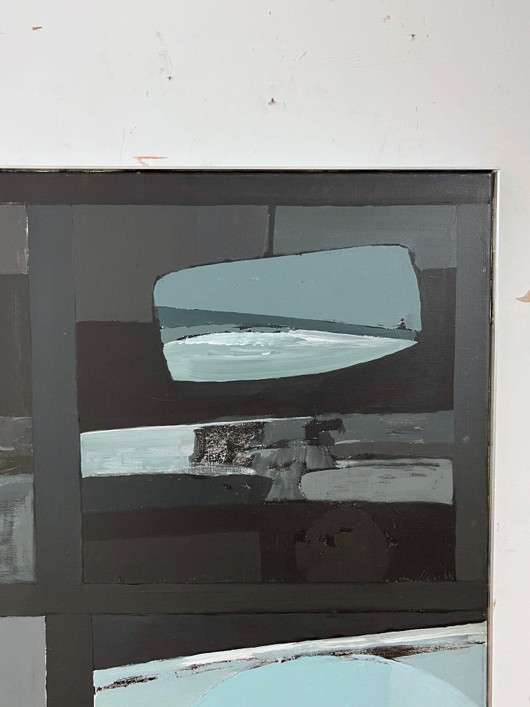Exhibited Abstract Oil by English Artist John Wright Dated 1965, Wales ...