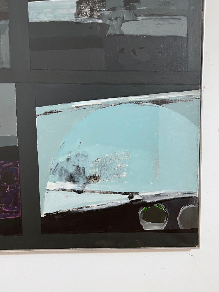 Exhibited Abstract Oil by English Artist John Wright Dated 1965, Wales ...