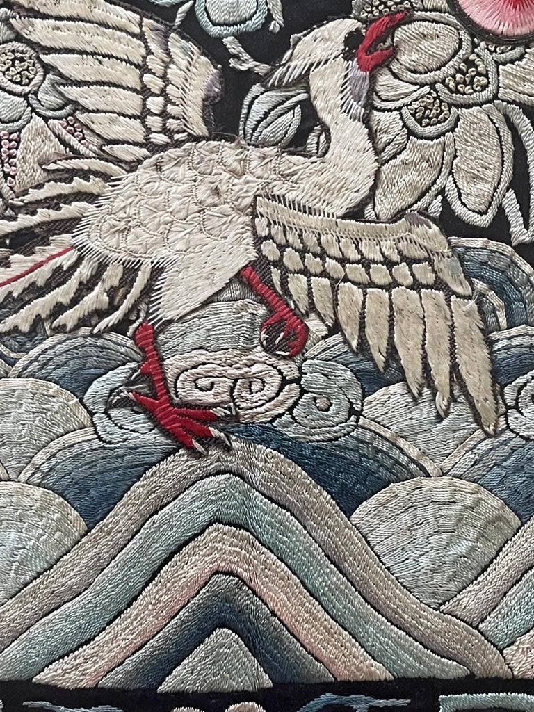 Exhibited Framed Chinese Qing Dynasty Embroidered Fifth Rank Badge For ...