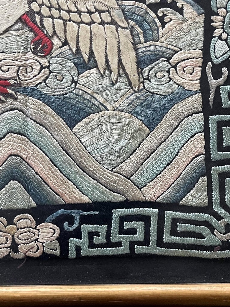 Exhibited Framed Chinese Qing Dynasty Embroidered Fifth Rank Badge For ...
