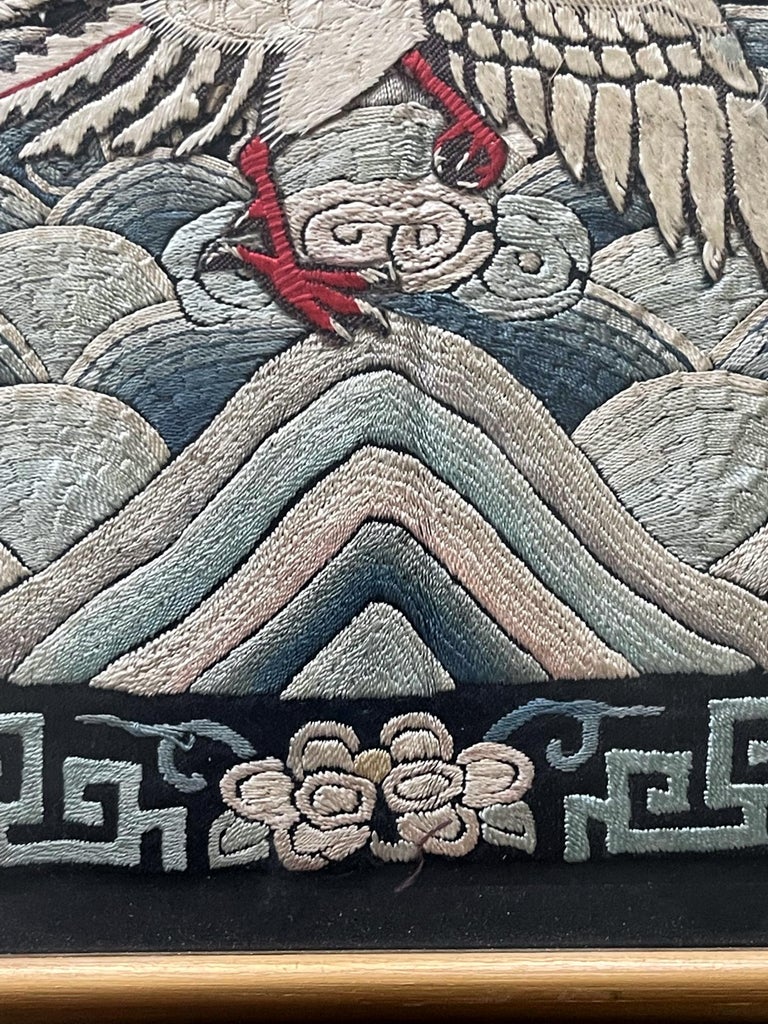 Exhibited Framed Chinese Qing Dynasty Embroidered Fifth Rank Badge For ...