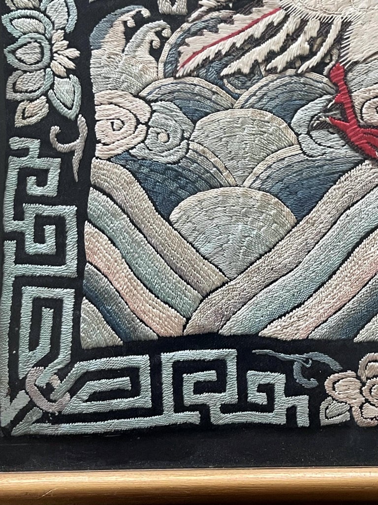 Exhibited Framed Chinese Qing Dynasty Embroidered Fifth Rank Badge For ...