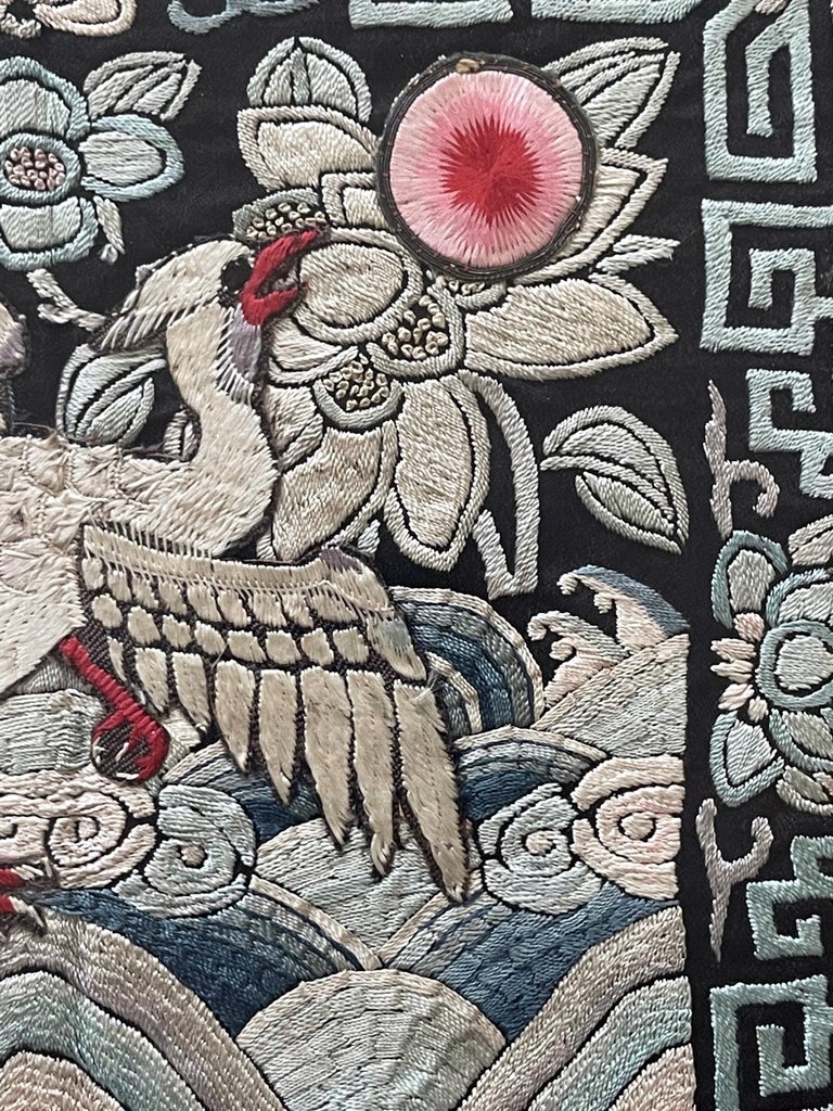 Exhibited Framed Chinese Qing Dynasty Embroidered Fifth Rank Badge For ...