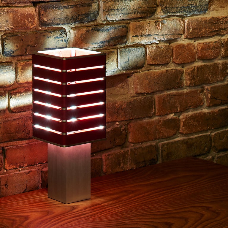 Modern, Minimal, Solid Metal Table Light in E. Fiesta Red Italian ...
