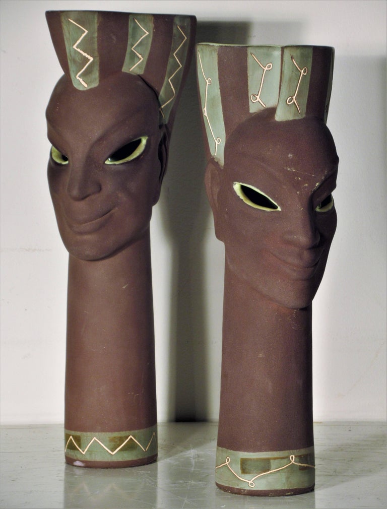 Exotic Ceramic Head Vase Sculptures at 1stDibs