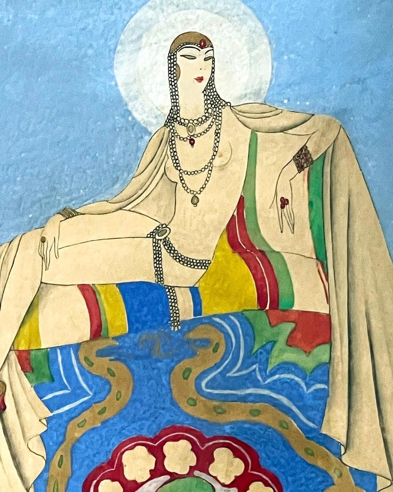 "Exotic Procession with Elephant, " Fabulous Art Deco Painting by ...