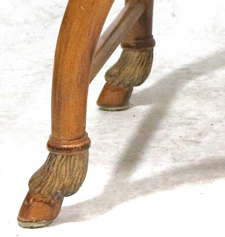 Exotic Ram &Hoof Wood Carved Gilt Bench Egyptian Revival-Red Leather ...