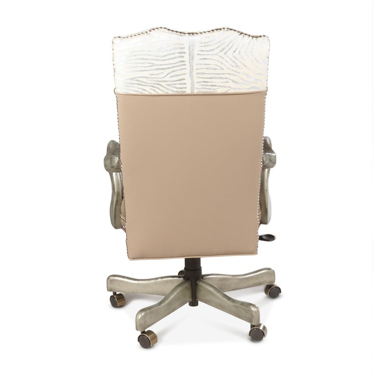 Exotic Silver Leather Office Chair For Sale at 1stDibs