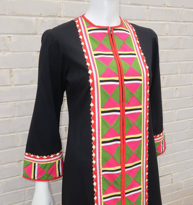 Exotic Vintage Colorful Geometric Patchwork Caftan Lounging Robe at ...