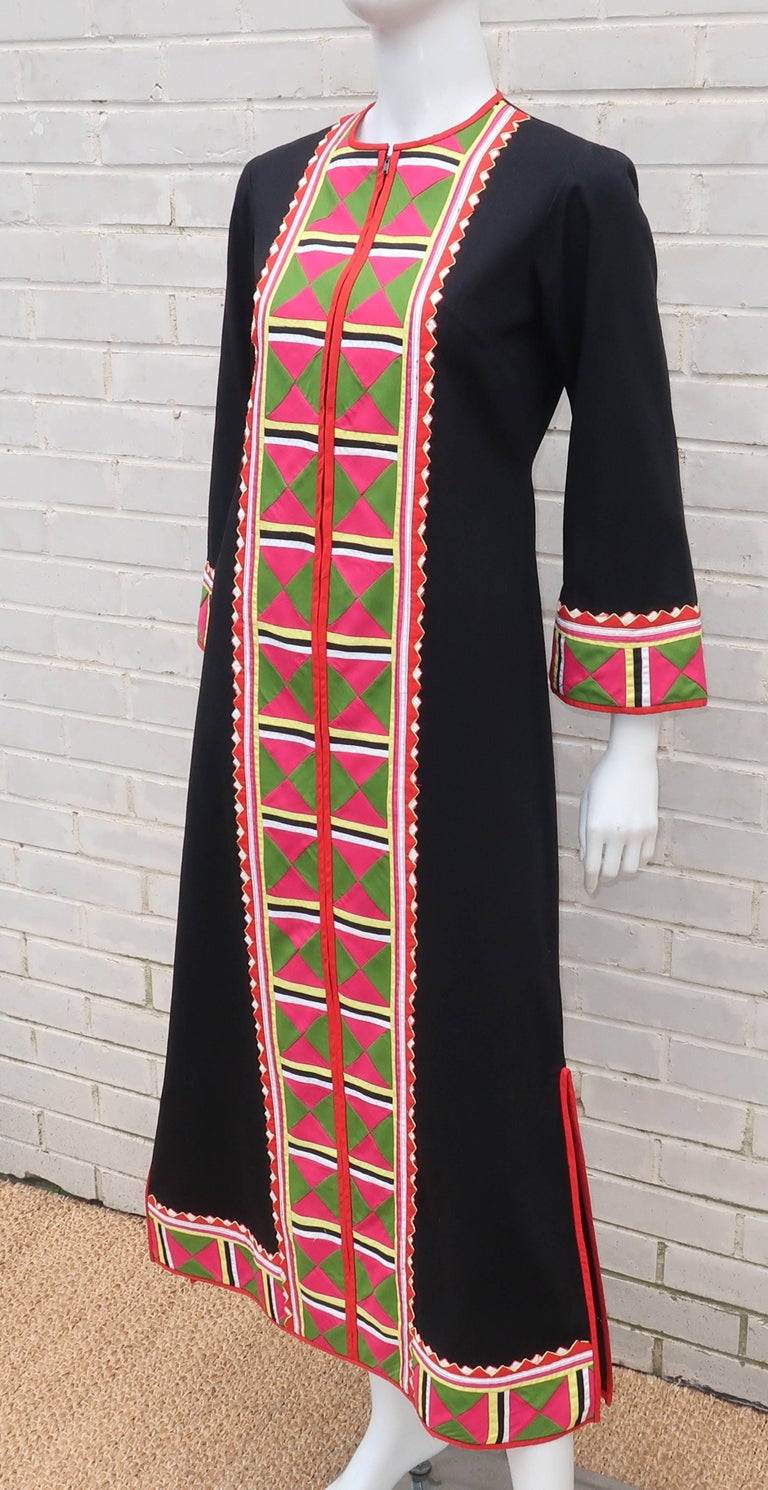 Exotic Vintage Colorful Geometric Patchwork Caftan Lounging Robe at ...