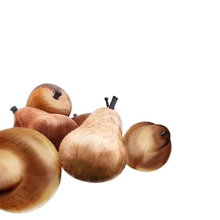 Exotic Wood Hand Carved and Turned Bowl of Fruit Sculpture Centerpiece ...