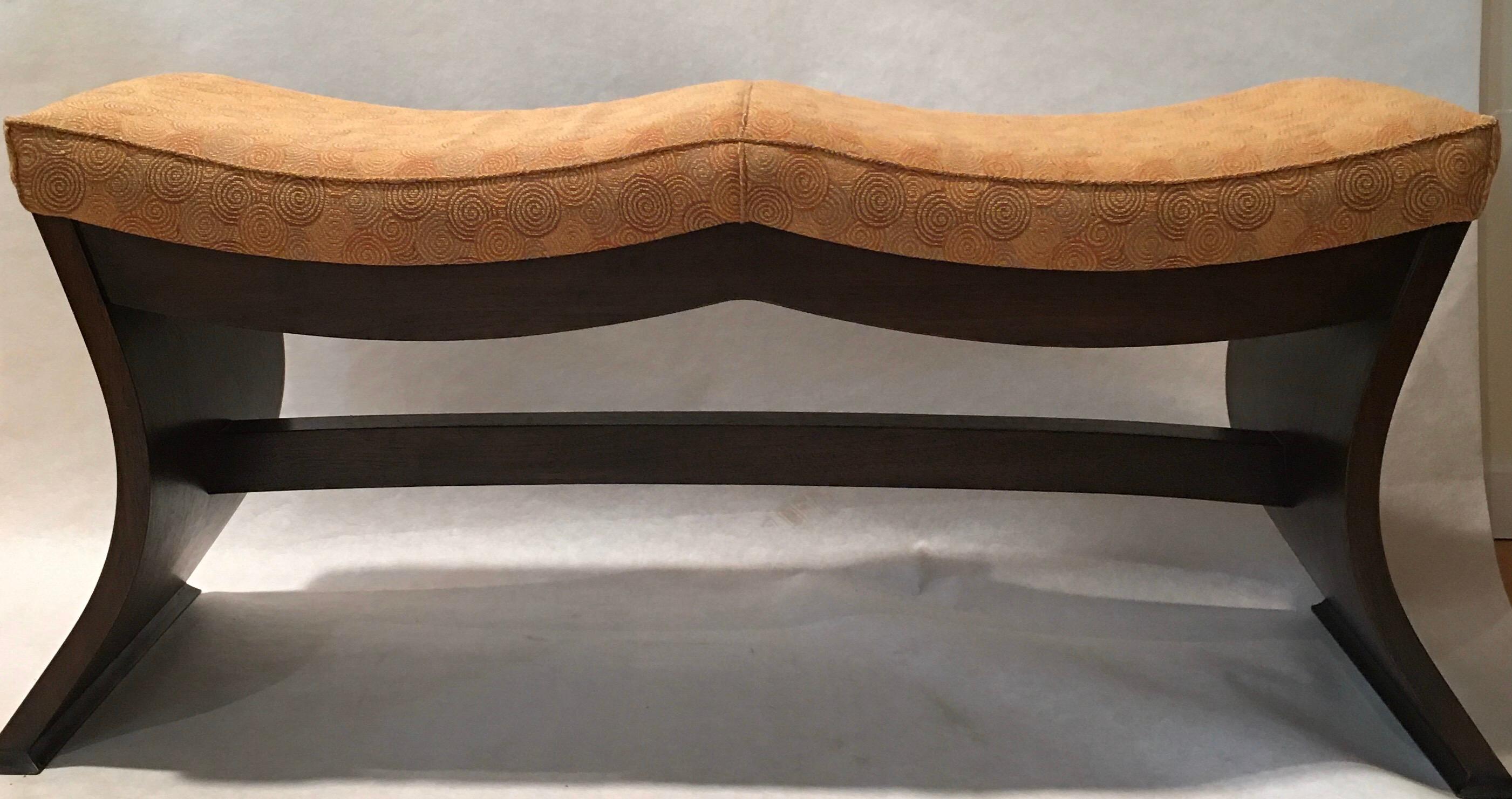 Exotic Wood Upholstered Bench For Sale at 1stDibs