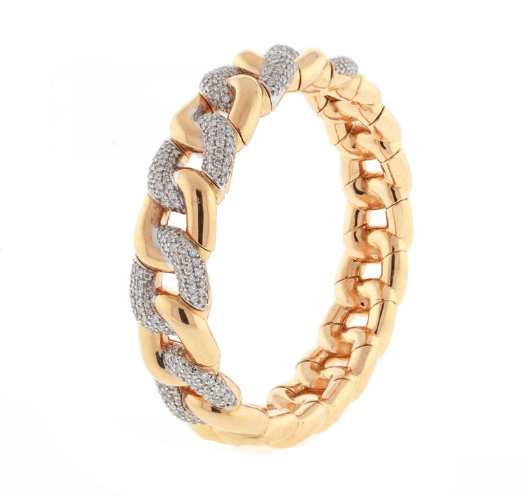 Expandable Pink Gold Diamond Bracelet For Sale at 1stDibs