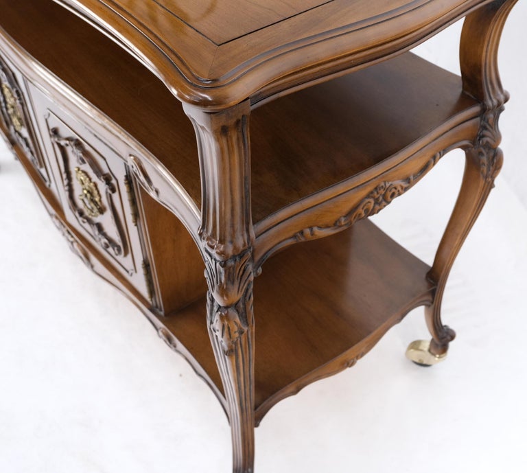 Expandable Serving 3 Tier Carved Cart Table on Wheels Double Doors ...
