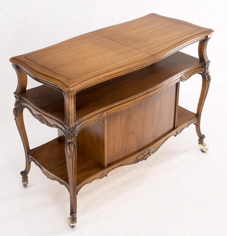 Expandable Serving 3 Tier Carved Cart Table on Wheels Double Doors ...
