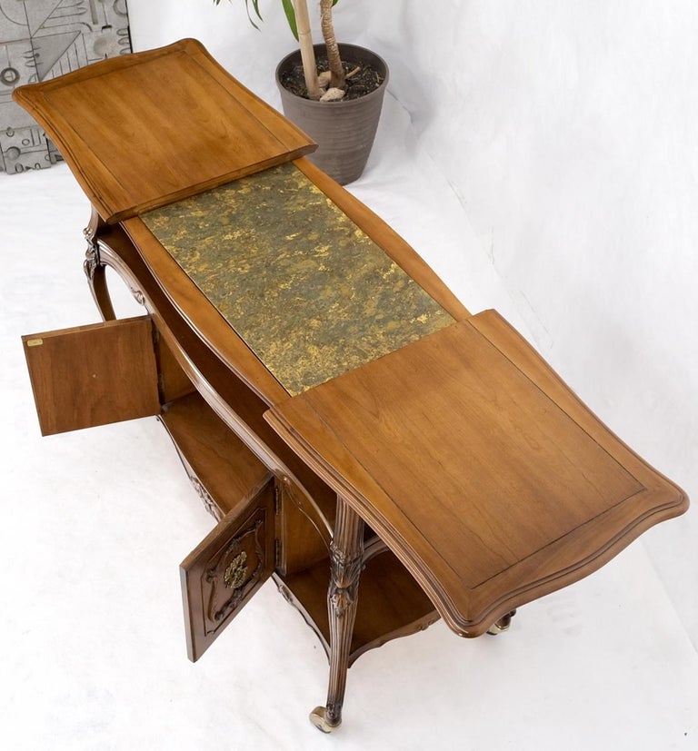 Expandable Serving 3 Tier Carved Cart Table on Wheels Double Doors ...