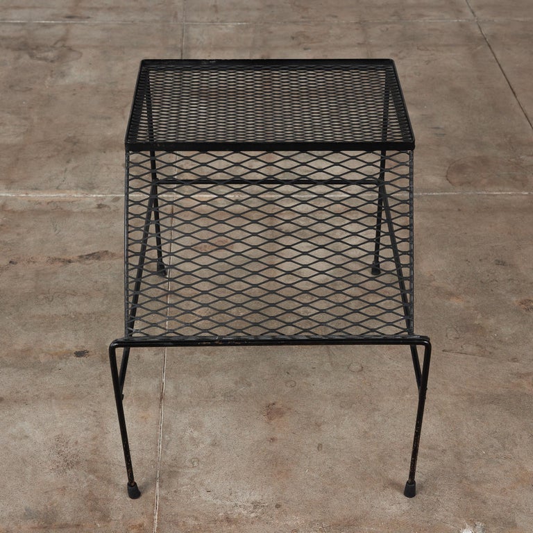 Expanded Metal Side Table with Magazine Rack For Sale at 1stDibs