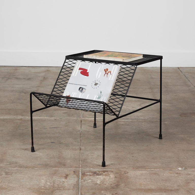 Expanded Metal Side Table with Magazine Rack For Sale at 1stDibs