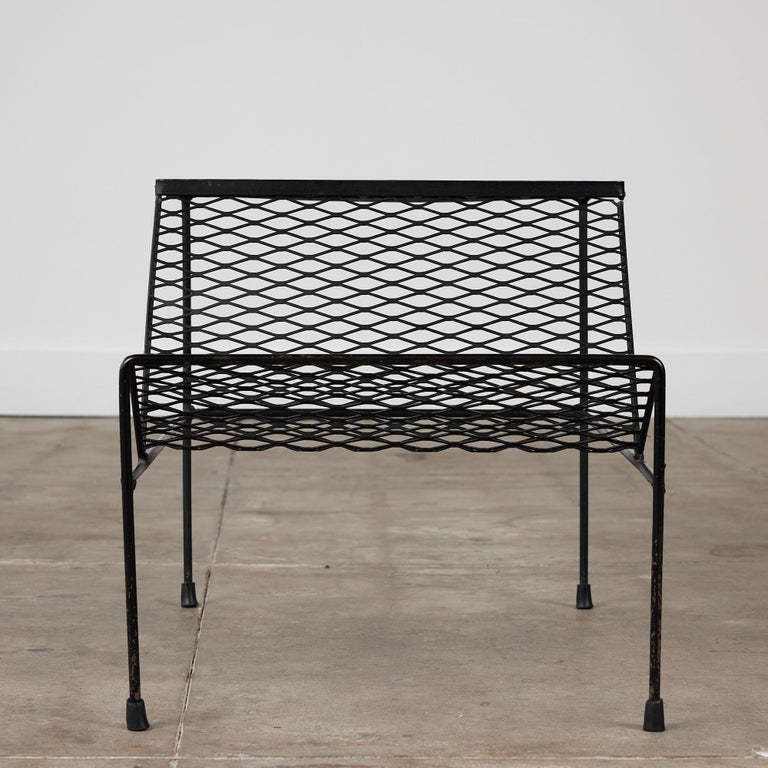 Expanded Metal Side Table with Magazine Rack For Sale at 1stDibs