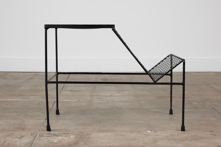 Expanded Metal Side Table with Magazine Rack For Sale at 1stDibs