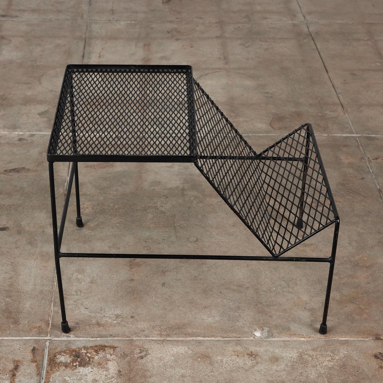 Expanded Metal Side Table with Magazine Rack For Sale at 1stDibs
