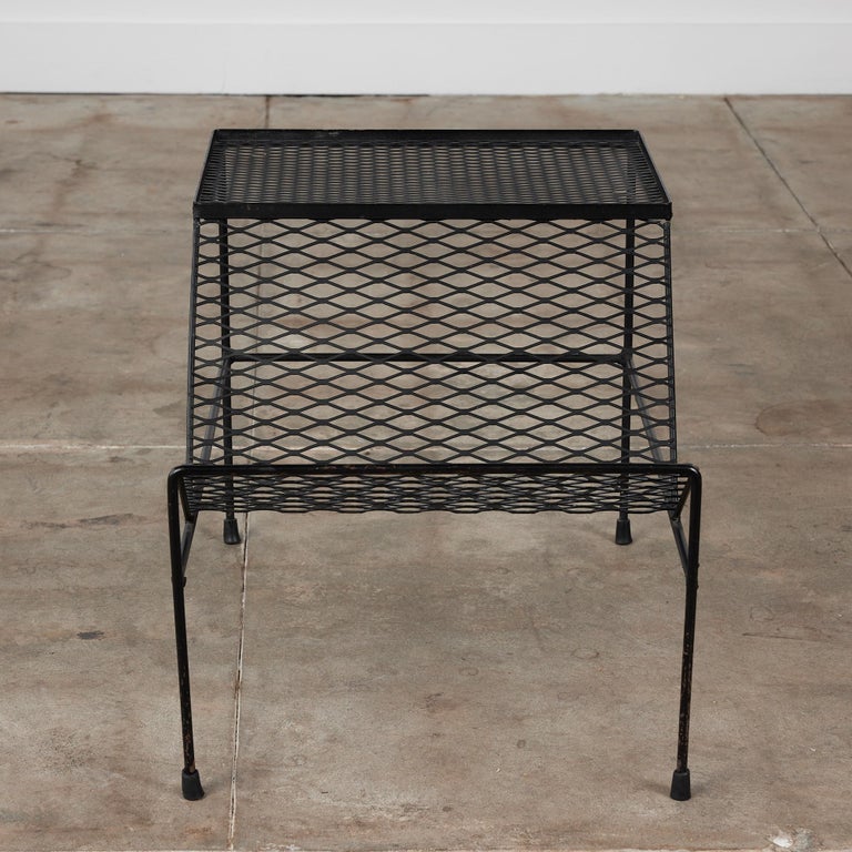 Expanded Metal Side Table with Magazine Rack For Sale at 1stDibs