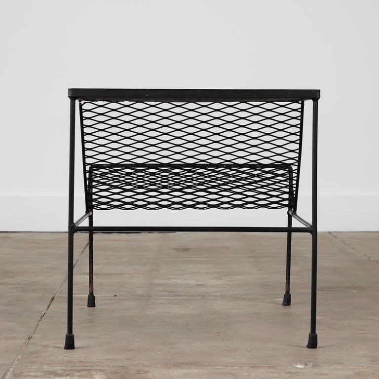 Expanded Metal Side Table with Magazine Rack For Sale at 1stDibs