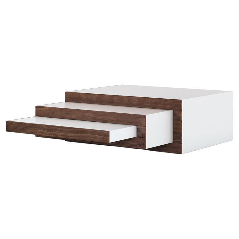 Expanding Rek Coffee Table 'Walnut Wood and White' by Reinier de Jong ...