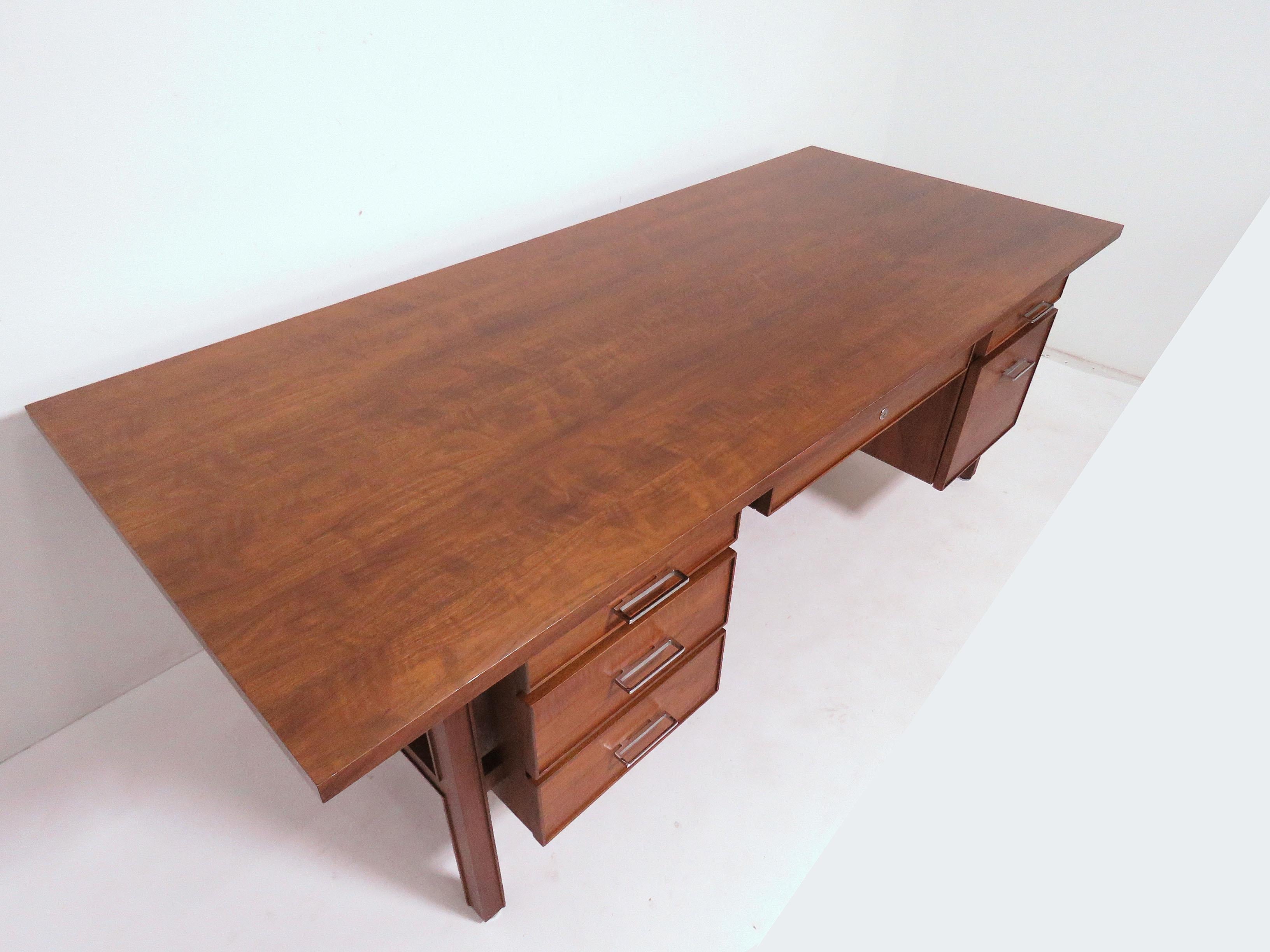 Expansive Seven Foot Executive Desk in Walnut by Lehigh-Leopold, d ...