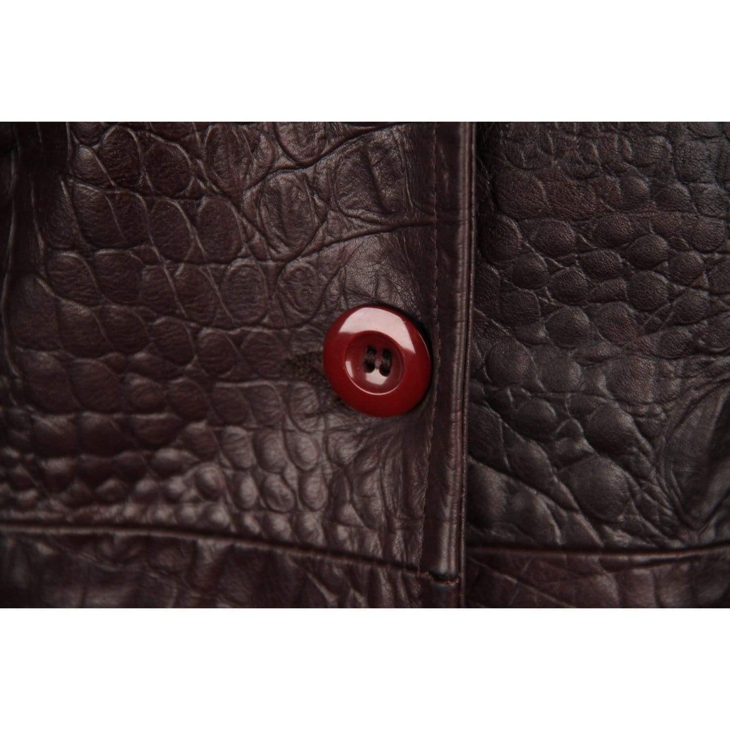 EXPENSIVE! Brown Embossed Leather COAT Size 44 For Sale at 1stDibs ...