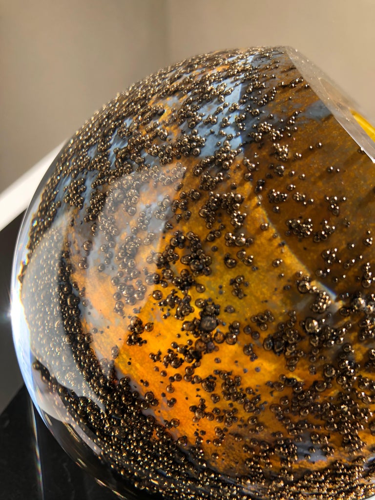'Experience' Mouth-Blown Glass Vase in Ochre Gold on Marble For Sale at ...