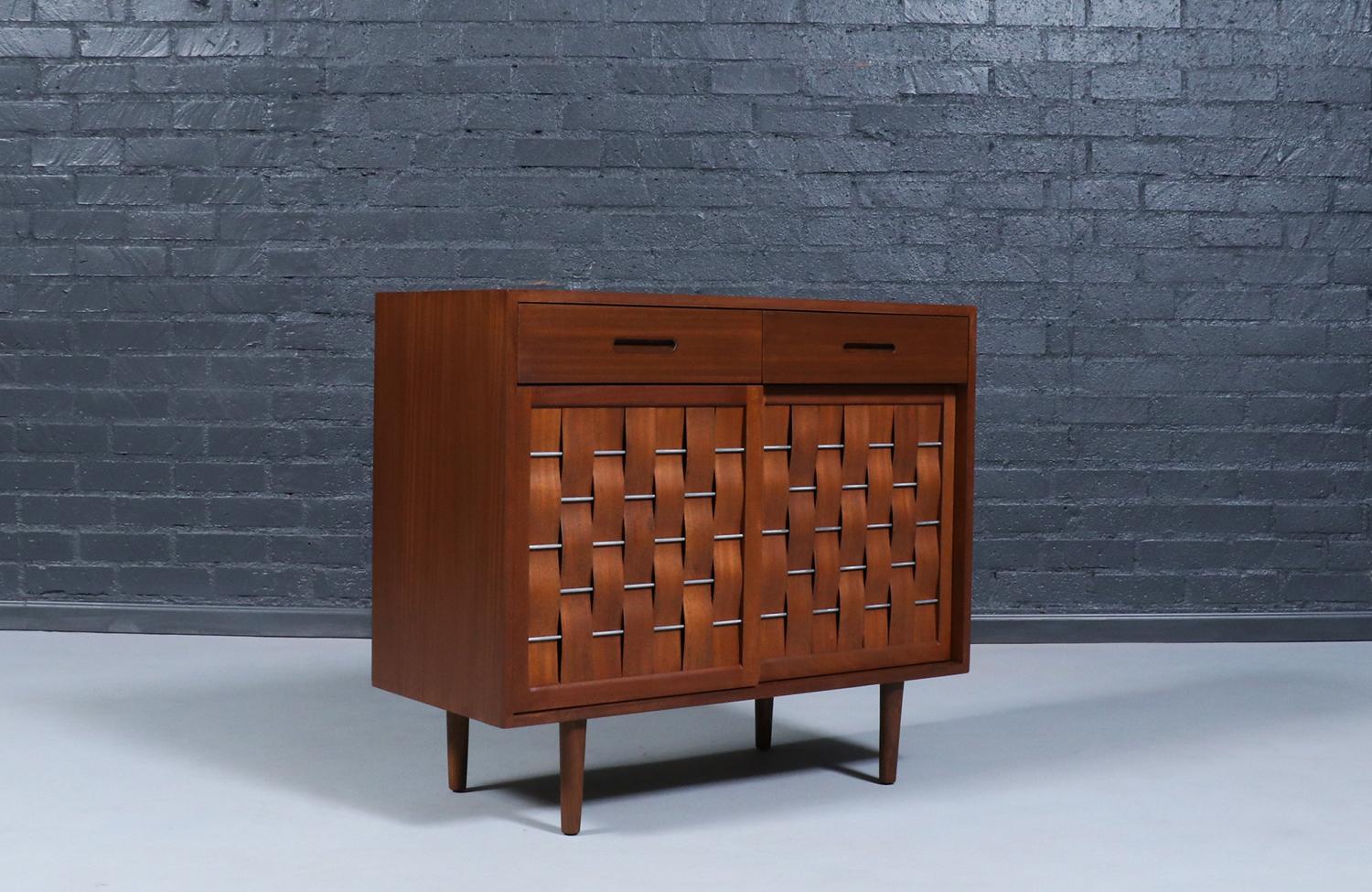 Expertly Restored - Edward J. Wormley Woven Front Cabinet for Dunbar ...