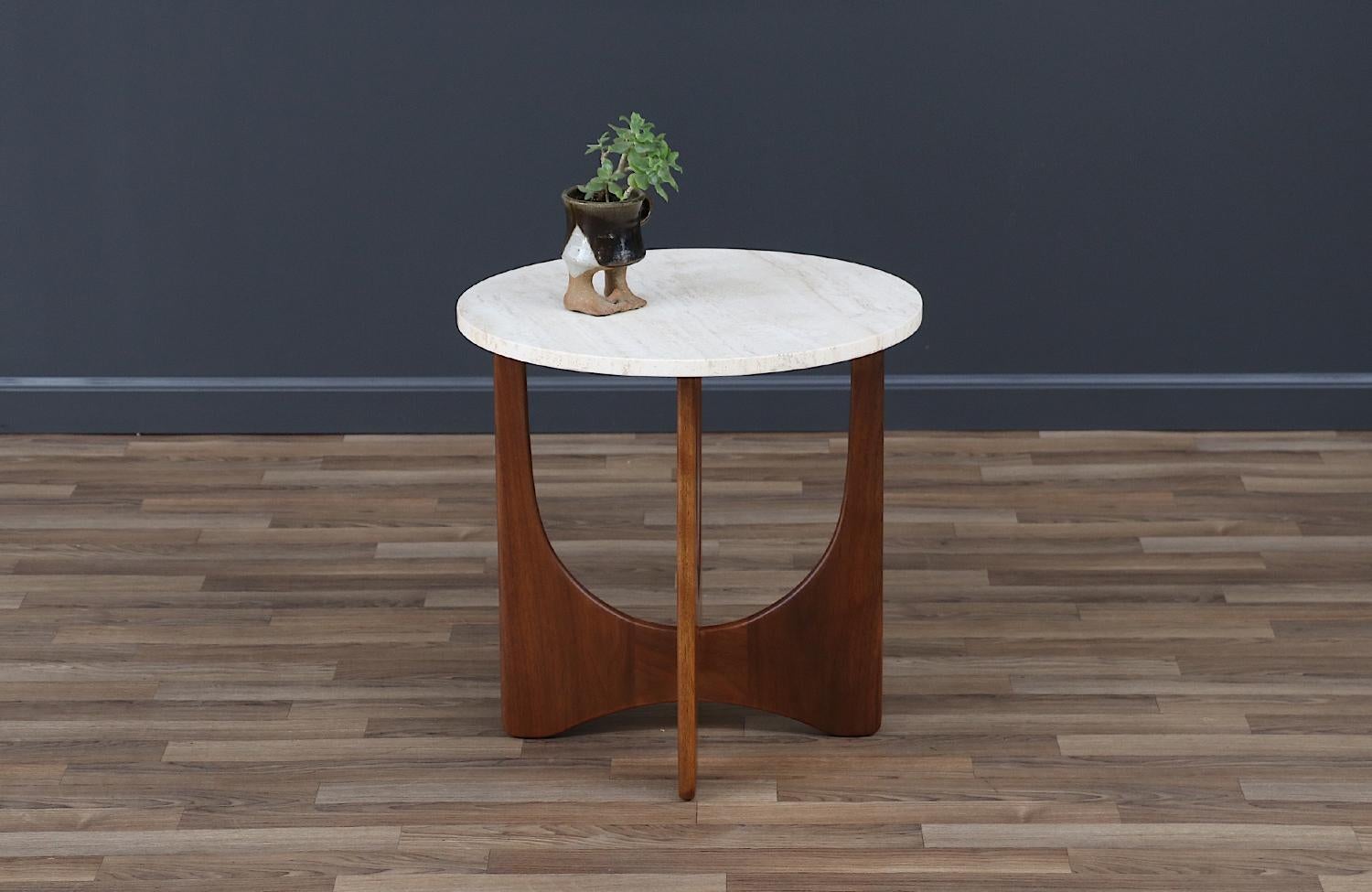 Expertly Restored - Mid-century Modern Side Table with Travertine Stone ...