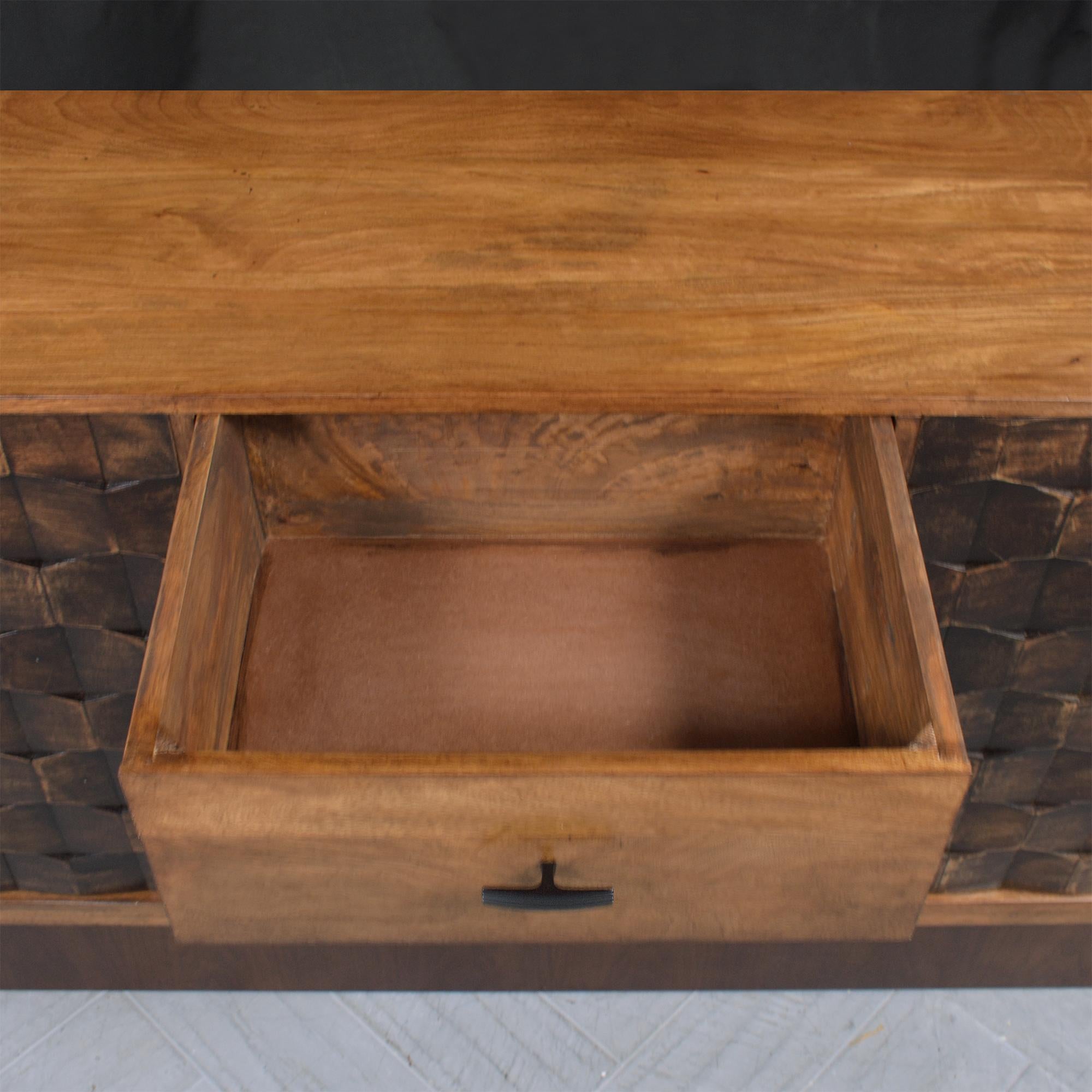 Expertly Restored Solid Teak Wood Sideboard For Sale at 1stDibs