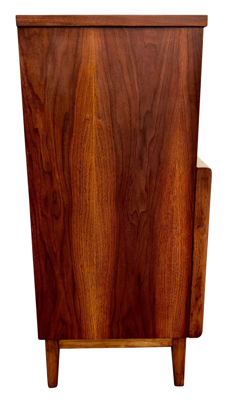 Expertly Restored United Furniture Walnut Diamond Tall Dresser Mid ...