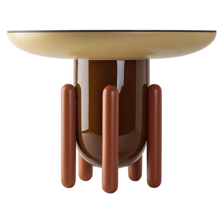 Explorer Table Brown Lacquered Fibre Glass With Matte Body Glass Top ...