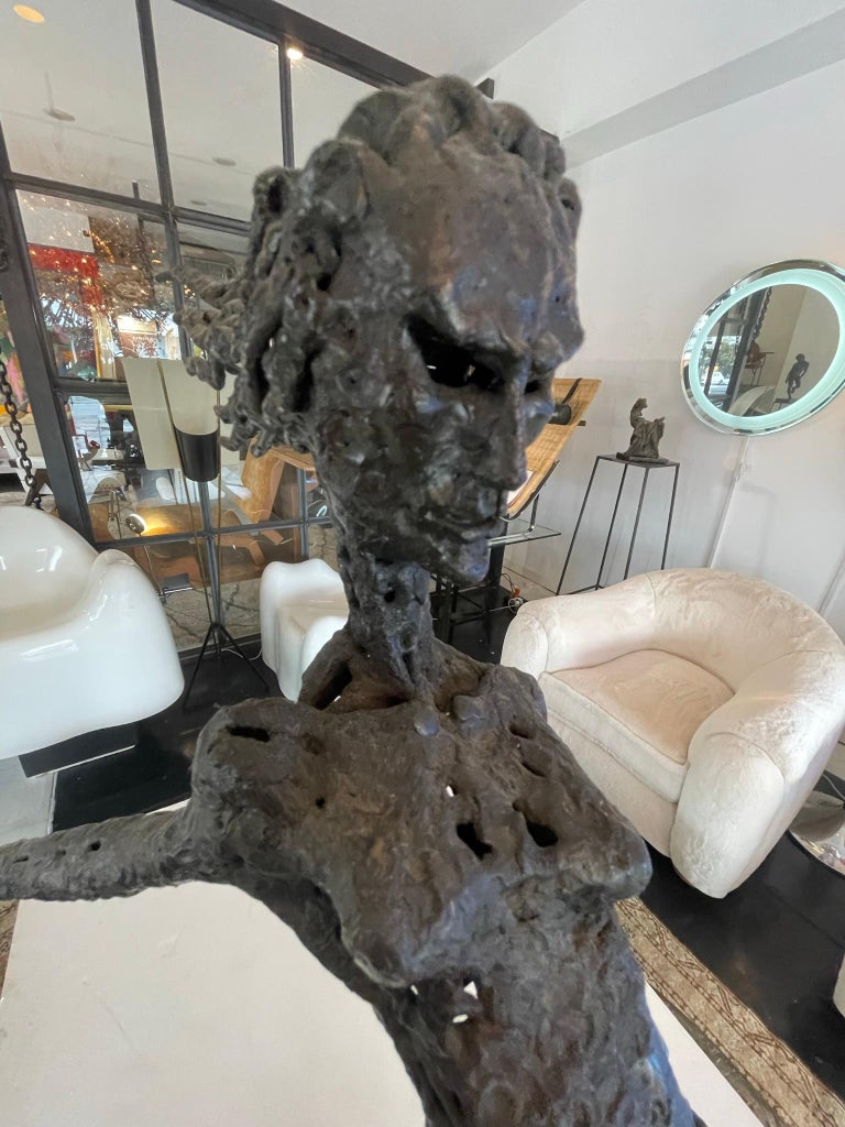 Expressionist Bronze Sculpture on Stone and Bronze Base For Sale at 1stDibs